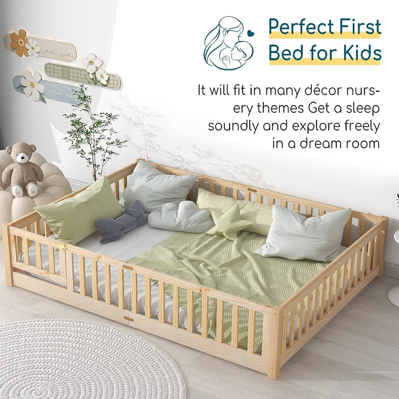 Harriet Bee Finka Floor Platforms Bed With Fence and Door by Harriet Bee Reviews Wayfair Canada